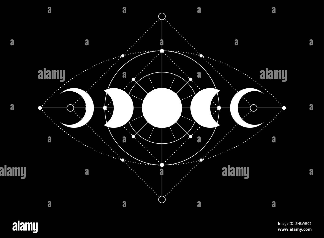 Celestial magic moon phases icons, Sacred Geometry, Eye of Providence ...