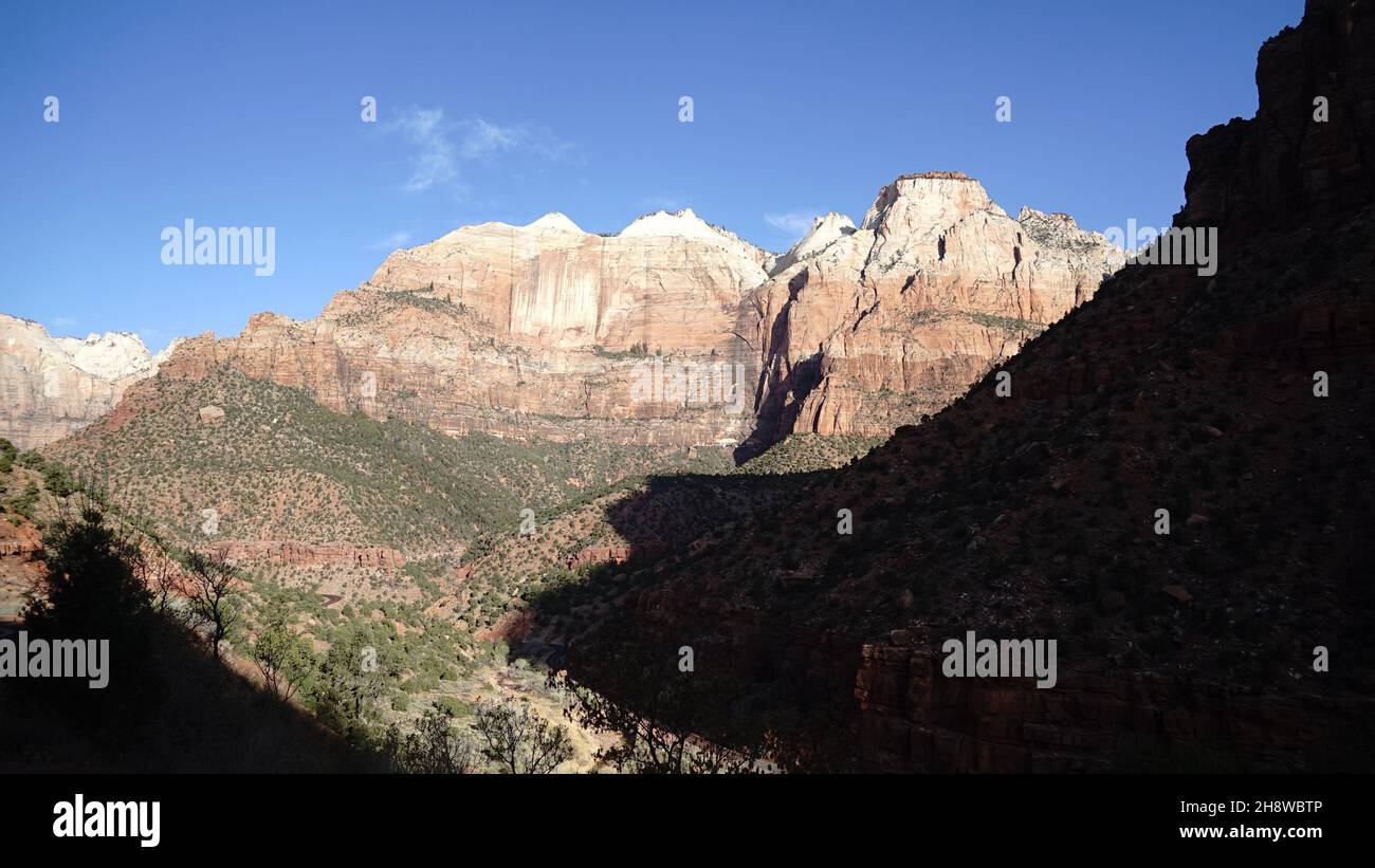 Steep red cliffs in the Zion National Park Stock Photo - Alamy
