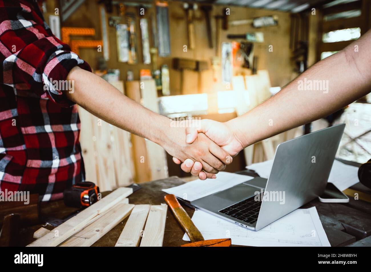 corporation and successful working handshake after success deal and ...