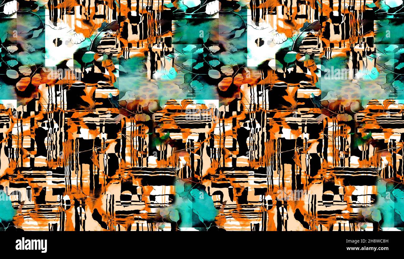 Geometry repeat pattern with texture background,Seamless colorful ...