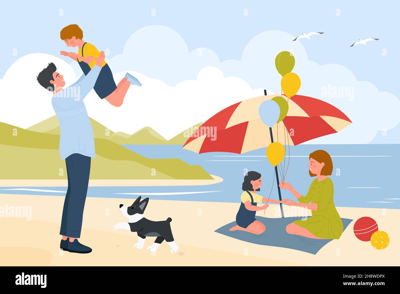 Family coast seaside Stock Vector Images - Alamy