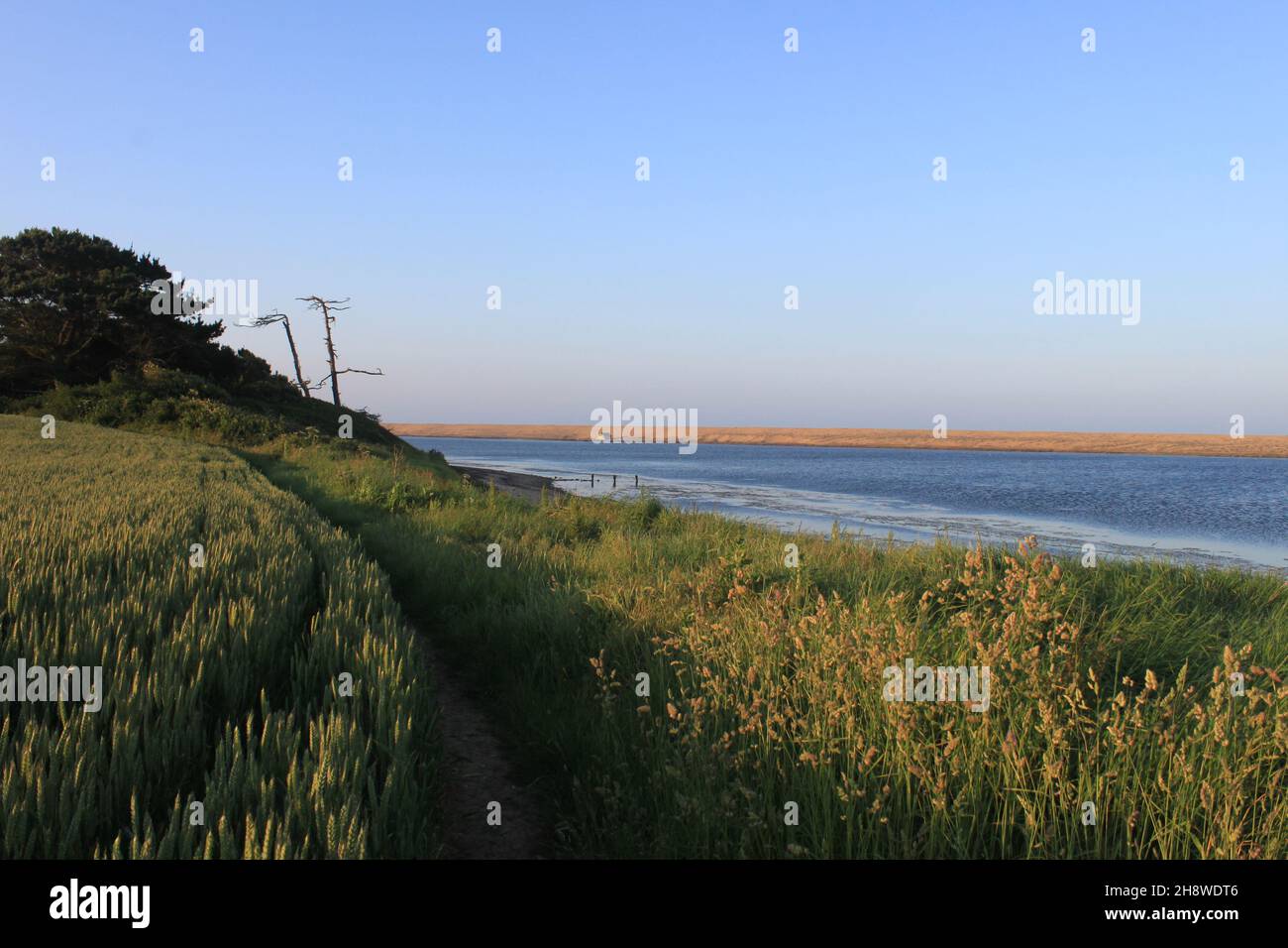 Fleet Lagoon. The England south west coast path. Jurassic Coast. Dorset ...