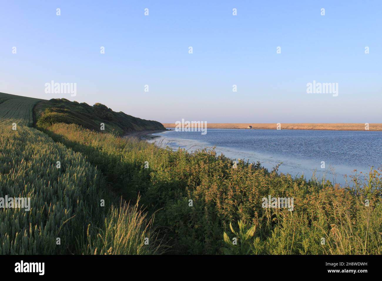 Fleet Lagoon. The England south west coast path. Jurassic Coast. Dorset ...