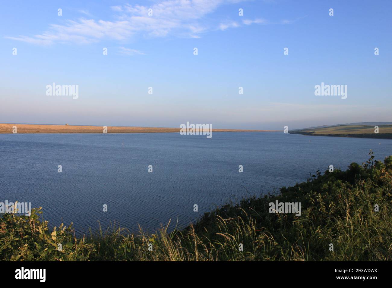 Fleet Lagoon. The England south west coast path. Jurassic Coast. Dorset ...