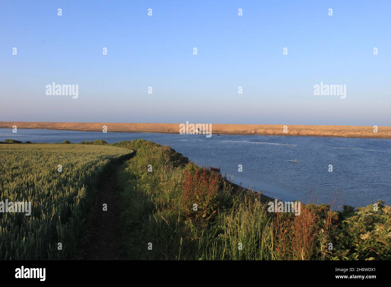 Fleet Lagoon. The England south west coast path. Jurassic Coast. Dorset ...