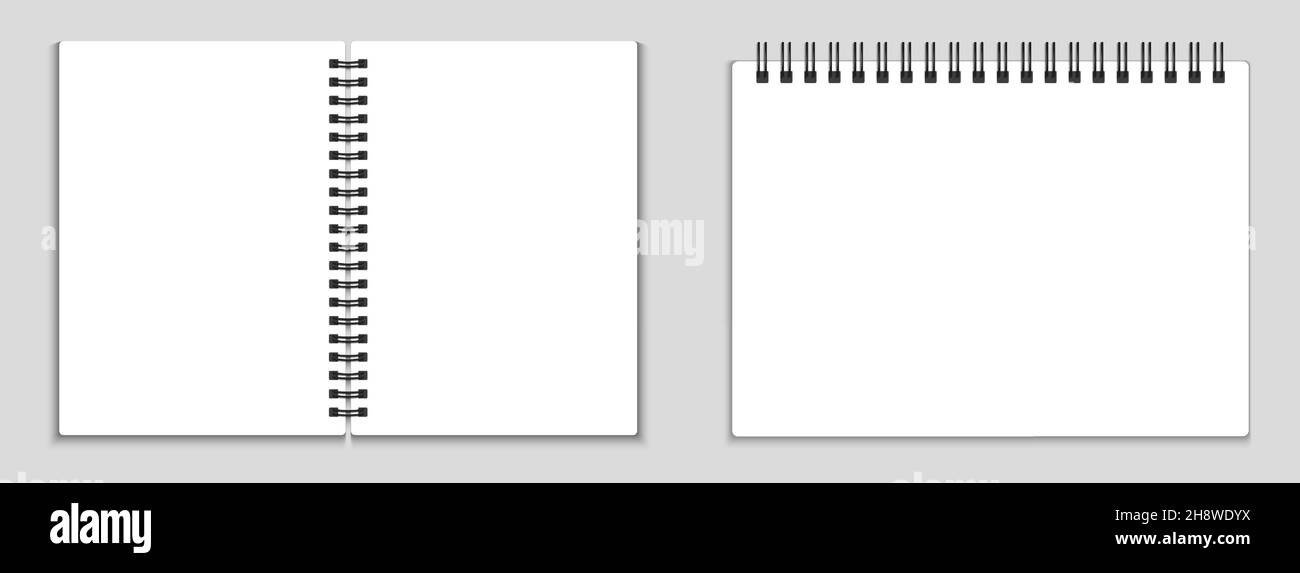 Notebook mockup. Notebooks with metal spiral. Vector illustration ...