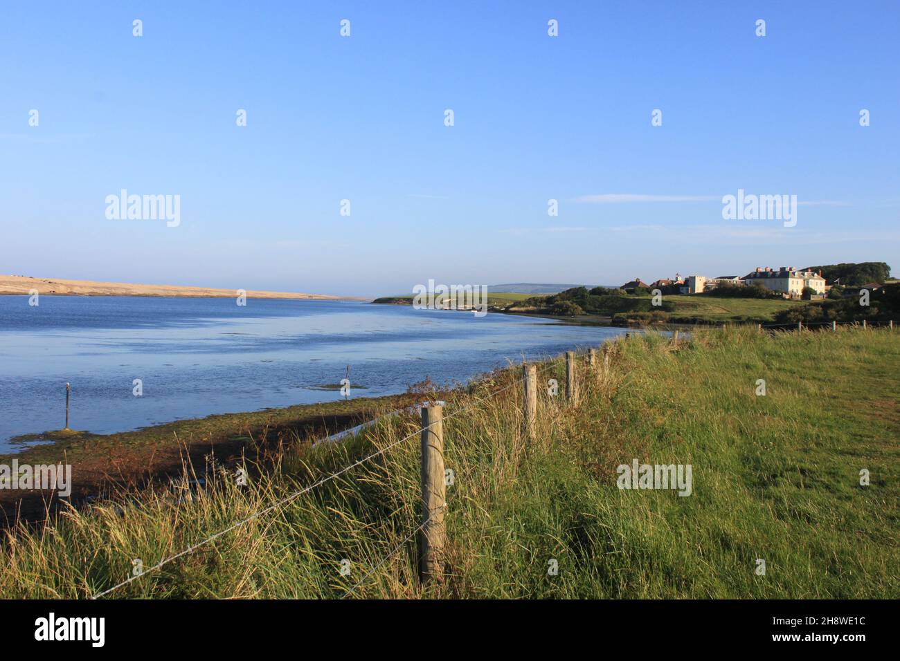 Fleet Lagoon. The England south west coast path. Jurassic Coast. Dorset ...
