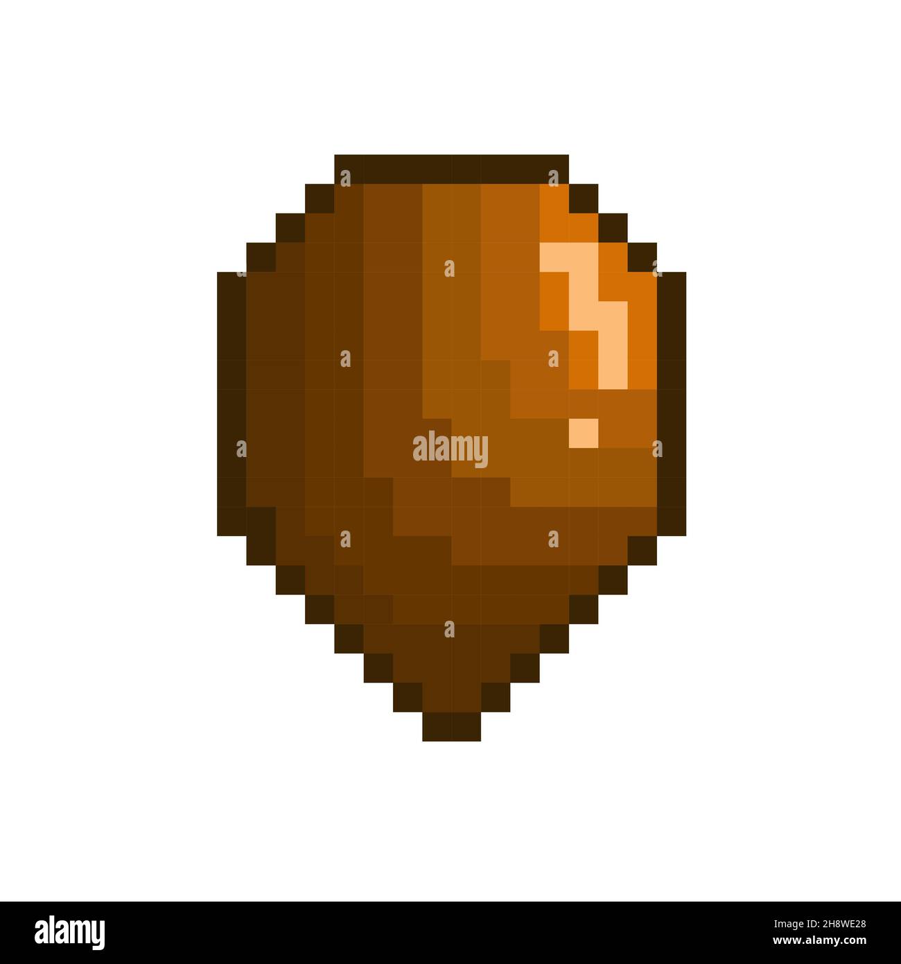 Pixel nut icon. Almond nut in pixel style. Vector illustration. Pixel ...