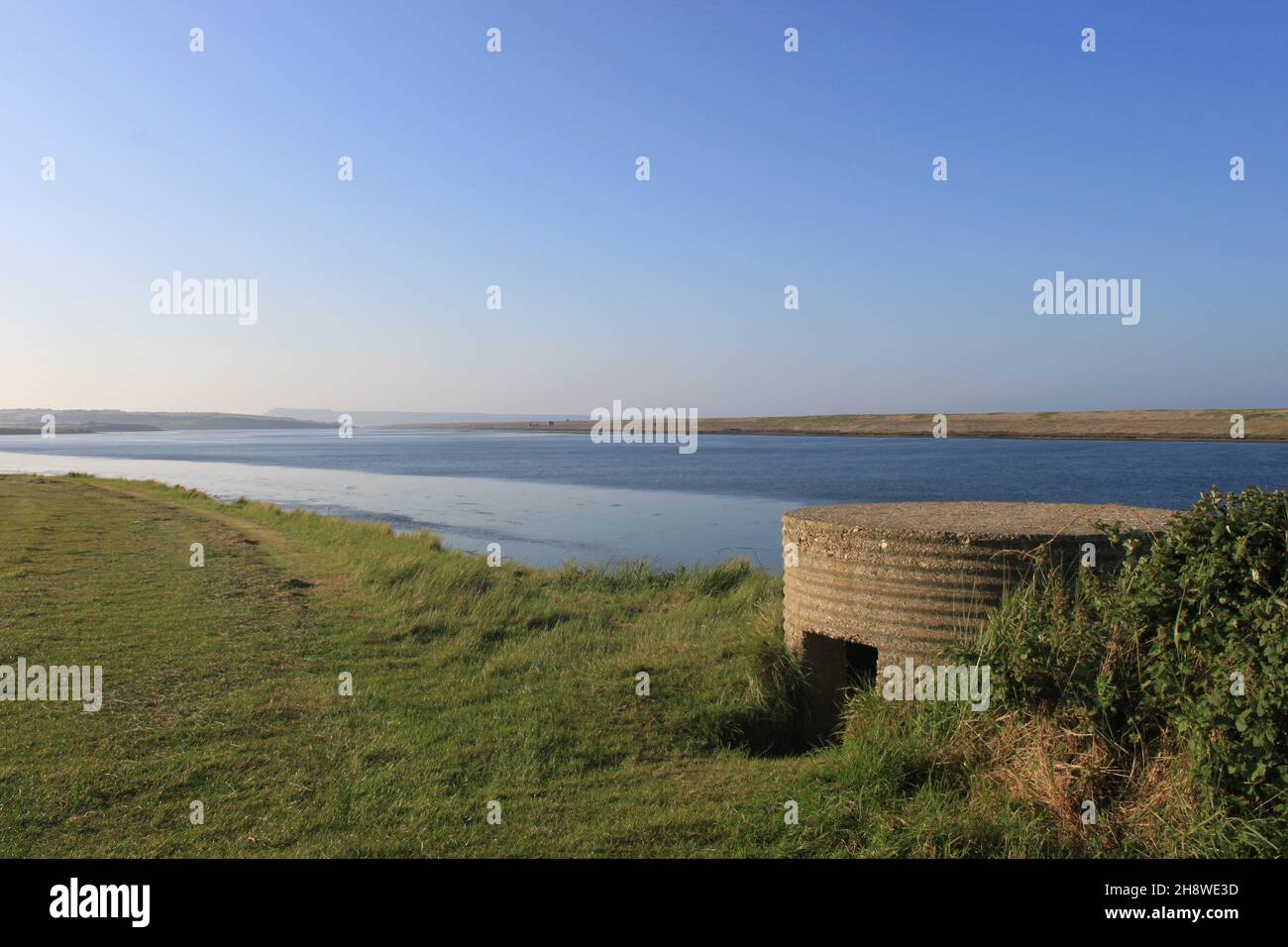 Second World war Pillbox. Fleet Lagoon. The England south west coast ...