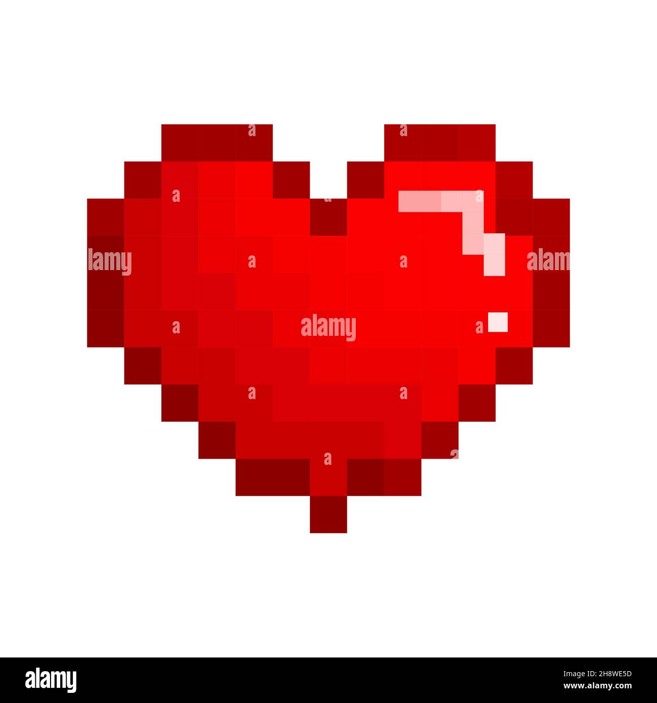 Heart icon. Pixel art heart icon. Red love symbol. Vector illustration ...