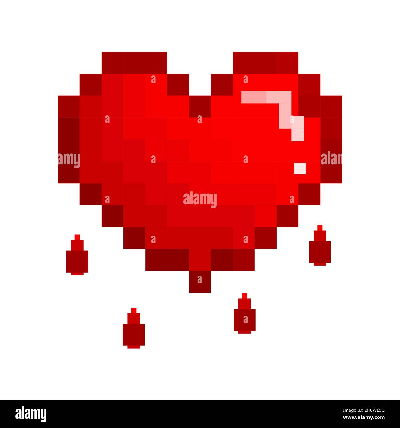 Heart icon. Pixel art heart icon. Red love symbol. Vector illustration ...