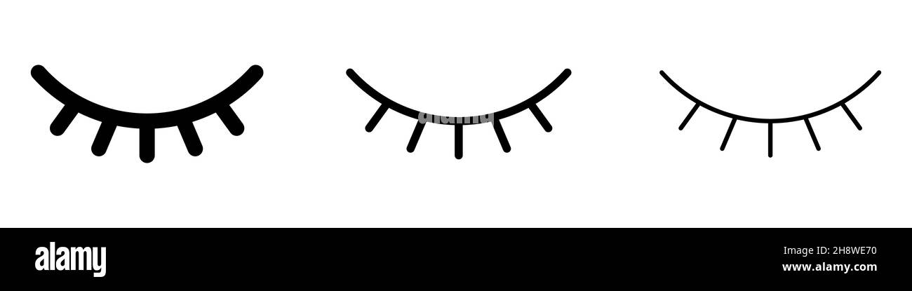 Closed eye linear icon. Simple symbol of eye. Black vector illustration ...