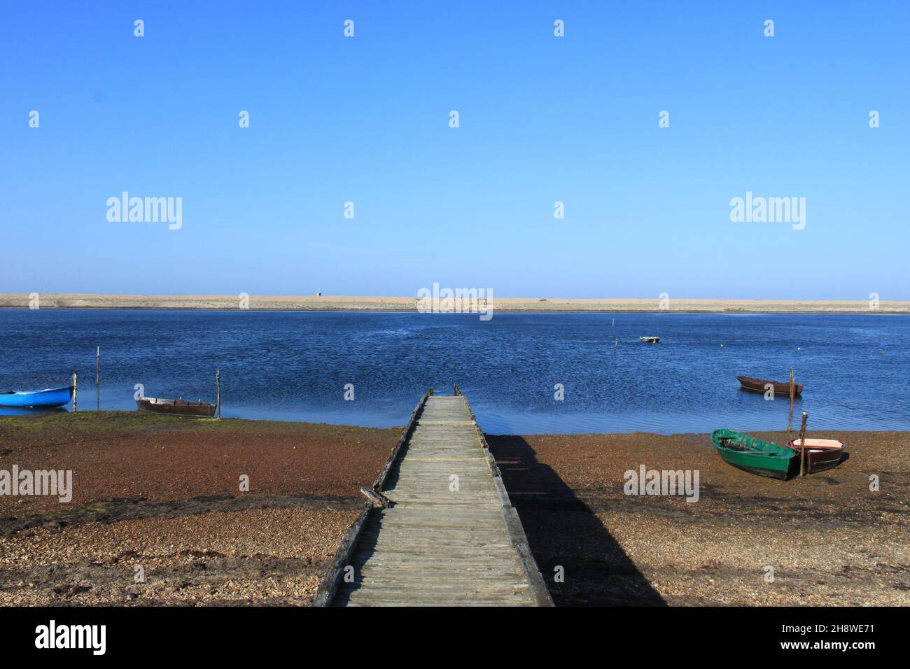 Pontoon pier. Fleet Lagoon. The England south west coast path. Jurassic ...