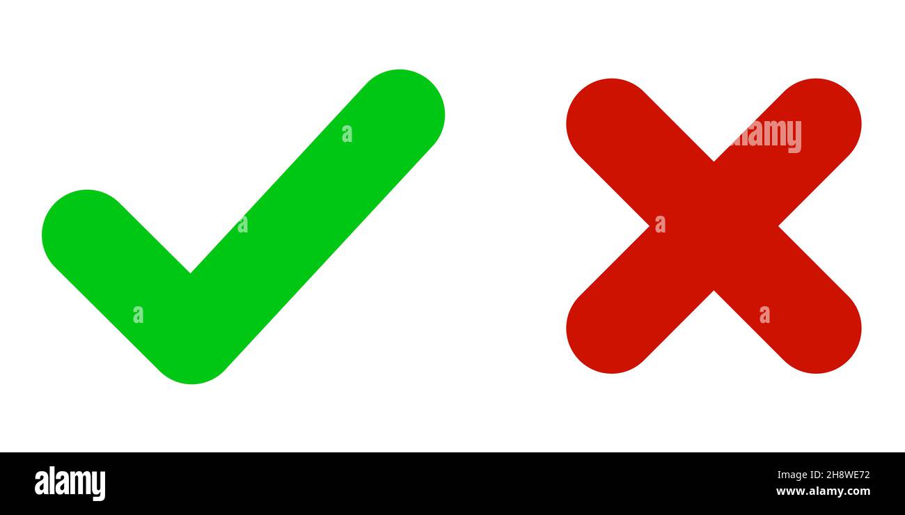 Check mark and cross. Approved icon. Reject symbol. Vector illustration ...