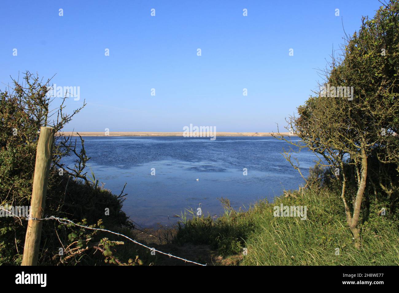 Fleet Lagoon. The England south west coast path. Jurassic Coast. Dorset ...