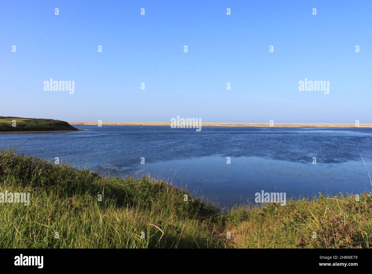 Fleet Lagoon. The England south west coast path. Jurassic Coast. Dorset ...