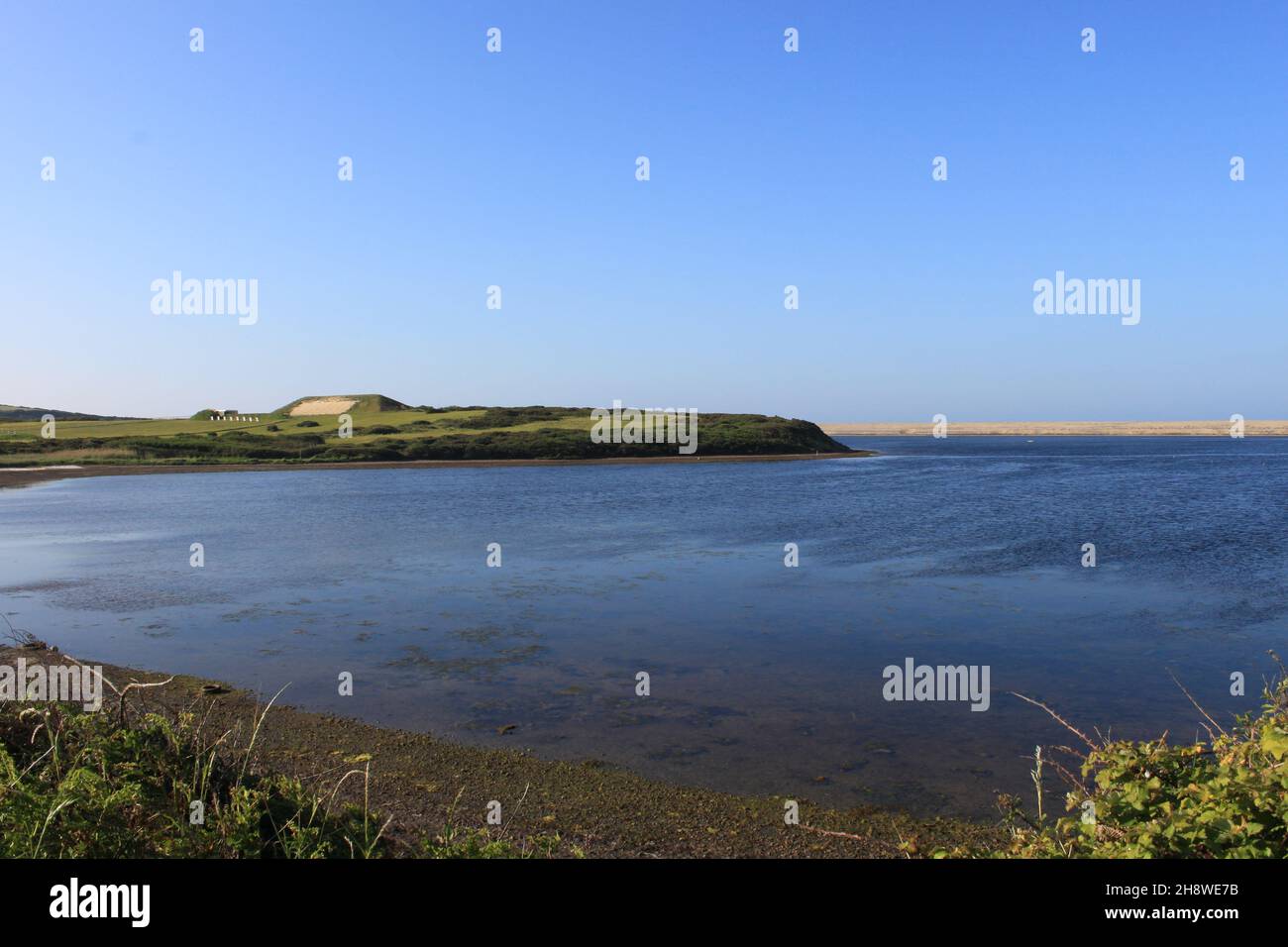 Fleet Lagoon. The England south west coast path. Jurassic Coast. Dorset ...