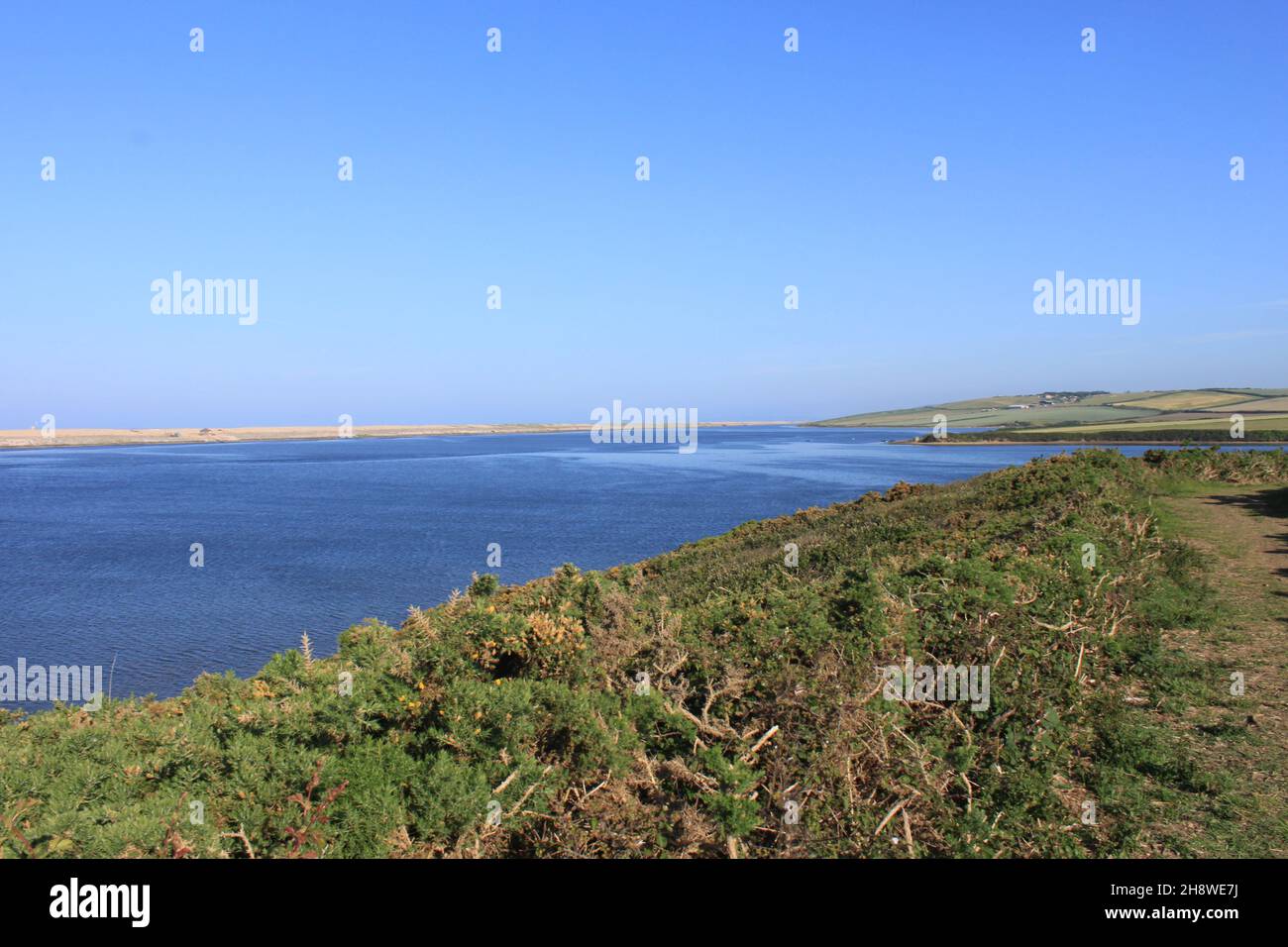 Fleet Lagoon. The England south west coast path. Jurassic Coast. Dorset ...