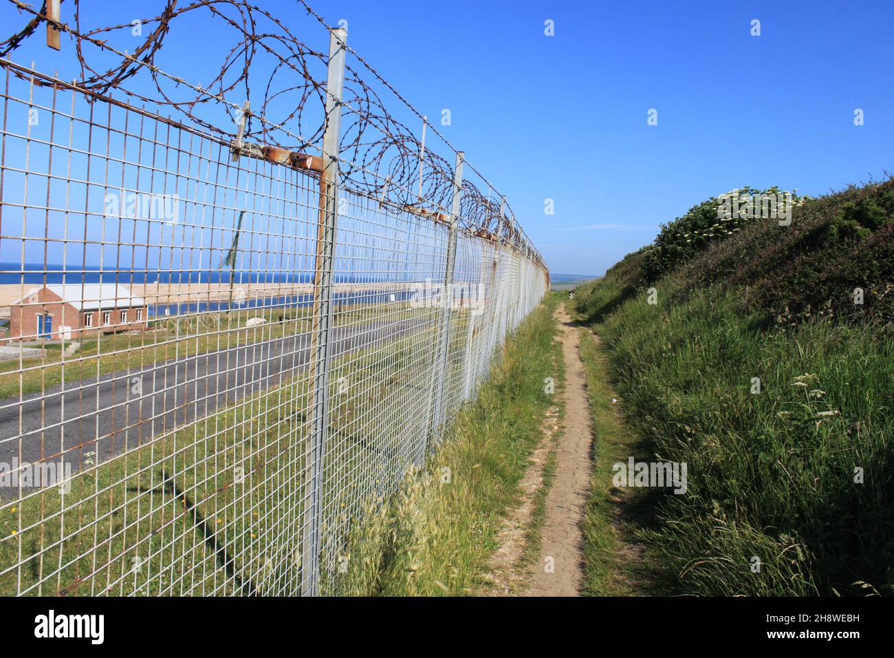 Wyke Regis Training Area Razor Wire fence. Fleet Lagoon. The England ...