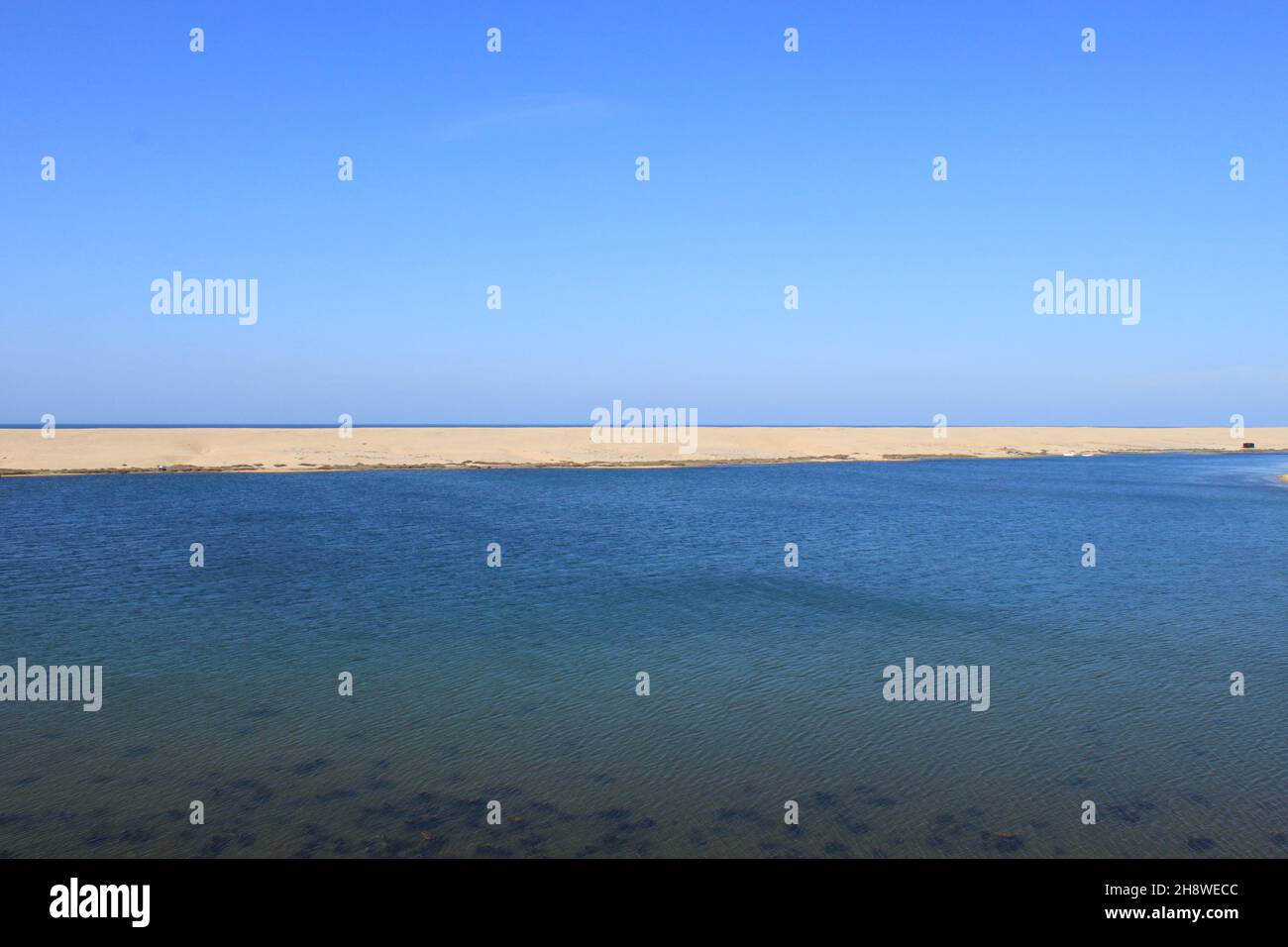 Fleet Lagoon. The England south west coast path. Jurassic Coast. Dorset ...