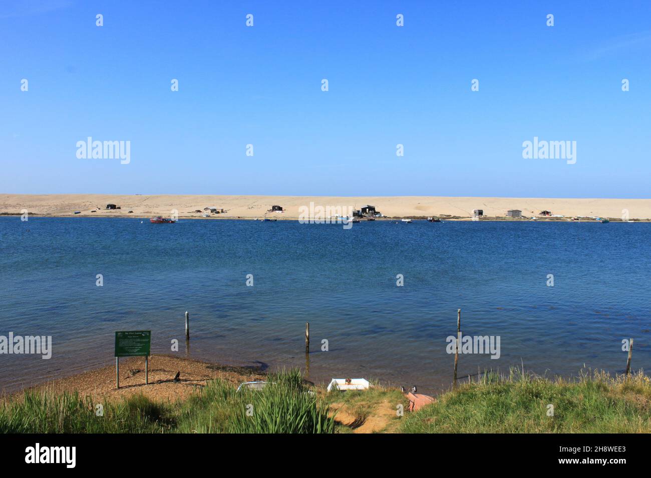 Fleet Lagoon. The England south west coast path. Jurassic Coast. Dorset ...