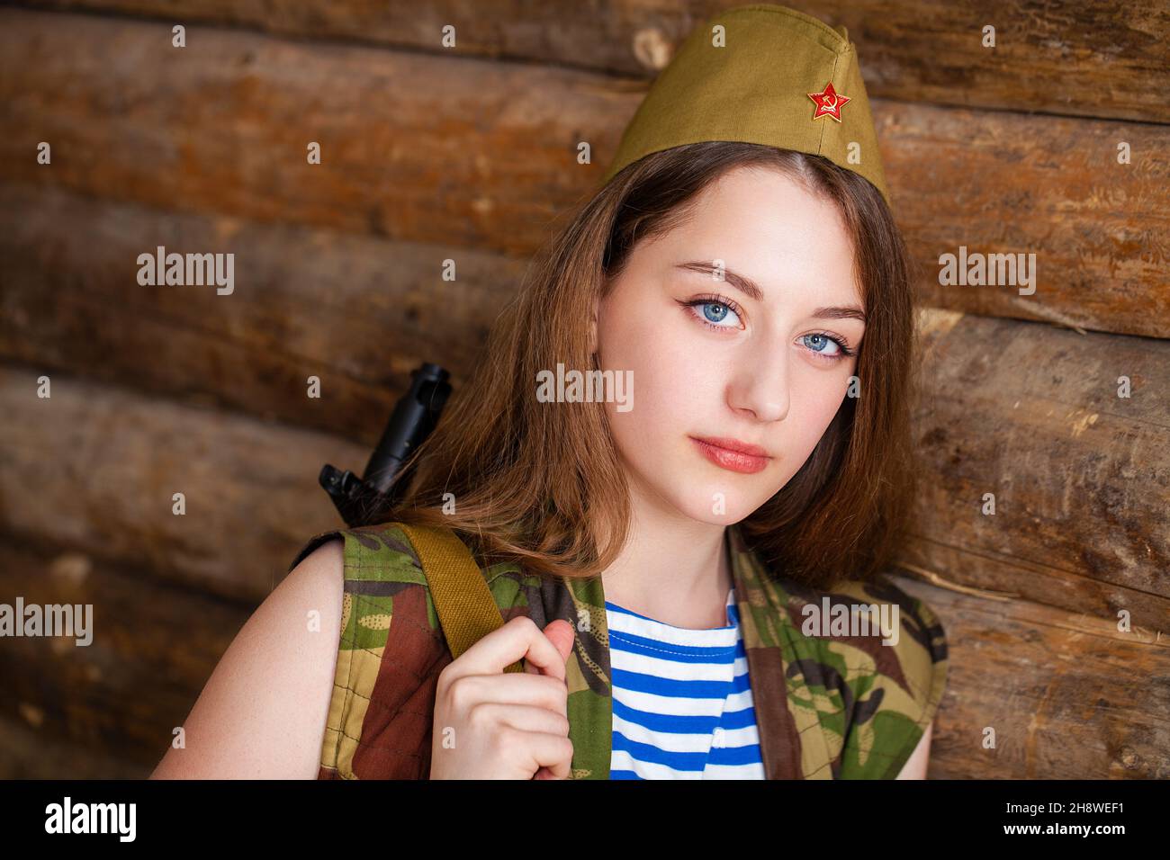 Russian Girl. Young woman wearing Red Army form of 1943 year Stock ...