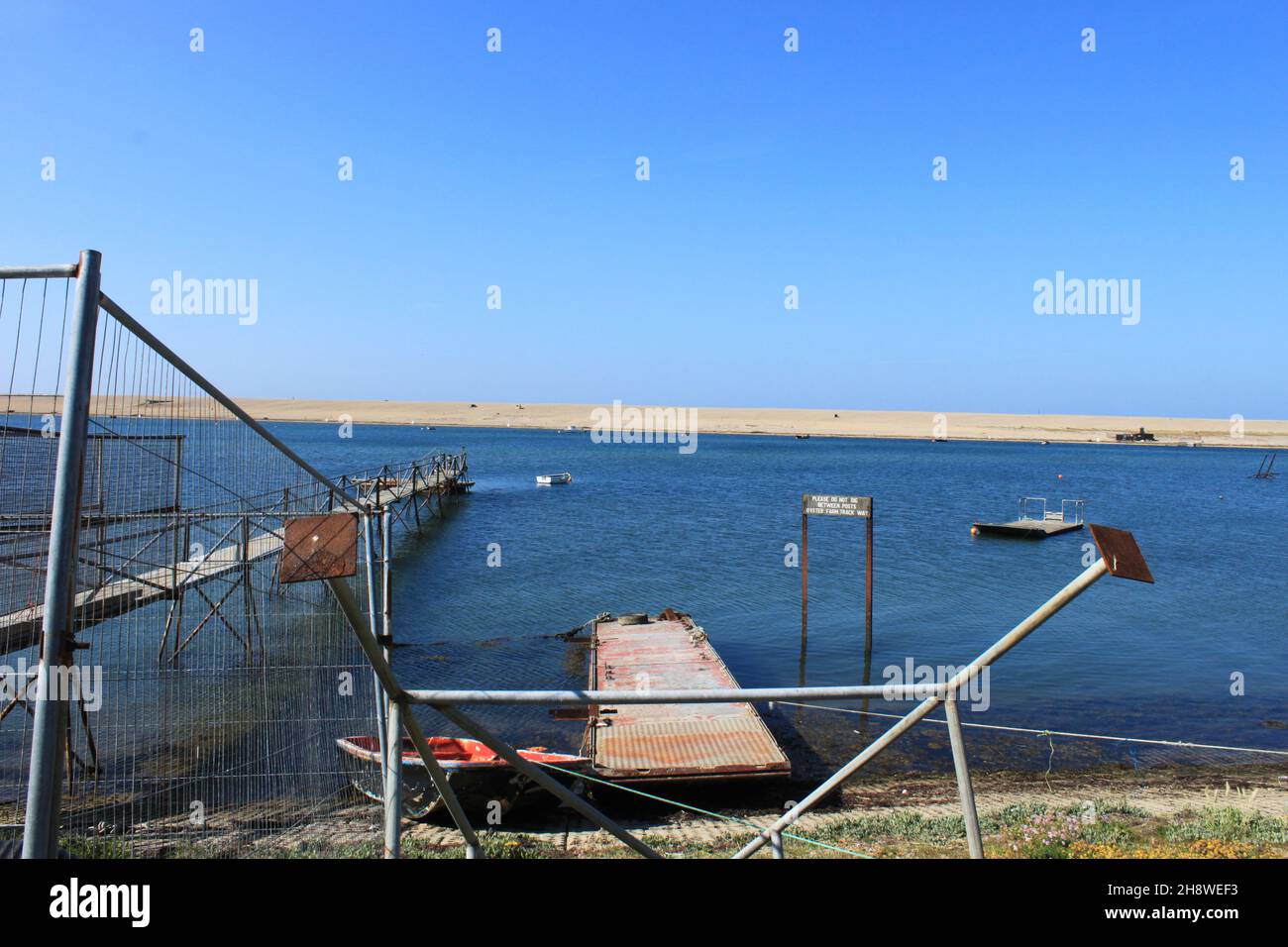 Pontoon pier. Fleet Lagoon. The England south west coast path. Jurassic ...