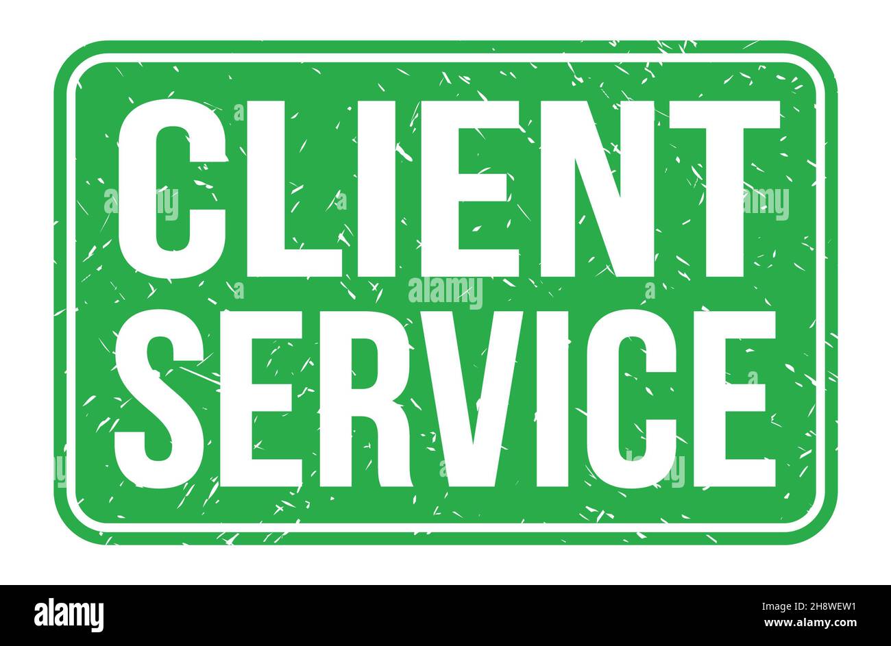 CLIENT SERVICE, words written on green rectangle stamp sign Stock Photo ...