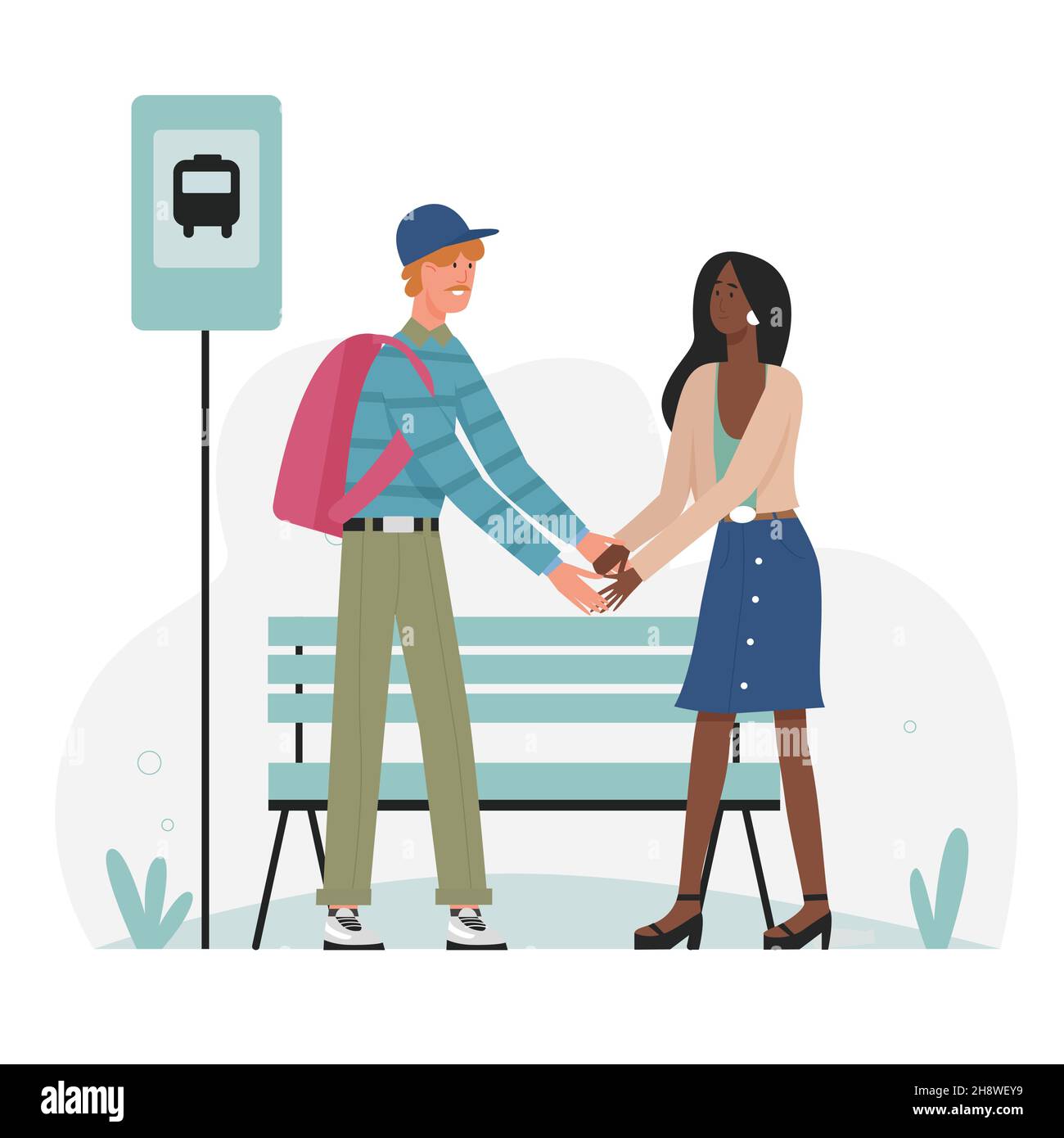 Bus stop couple Cut Out Stock Images & Pictures - Alamy