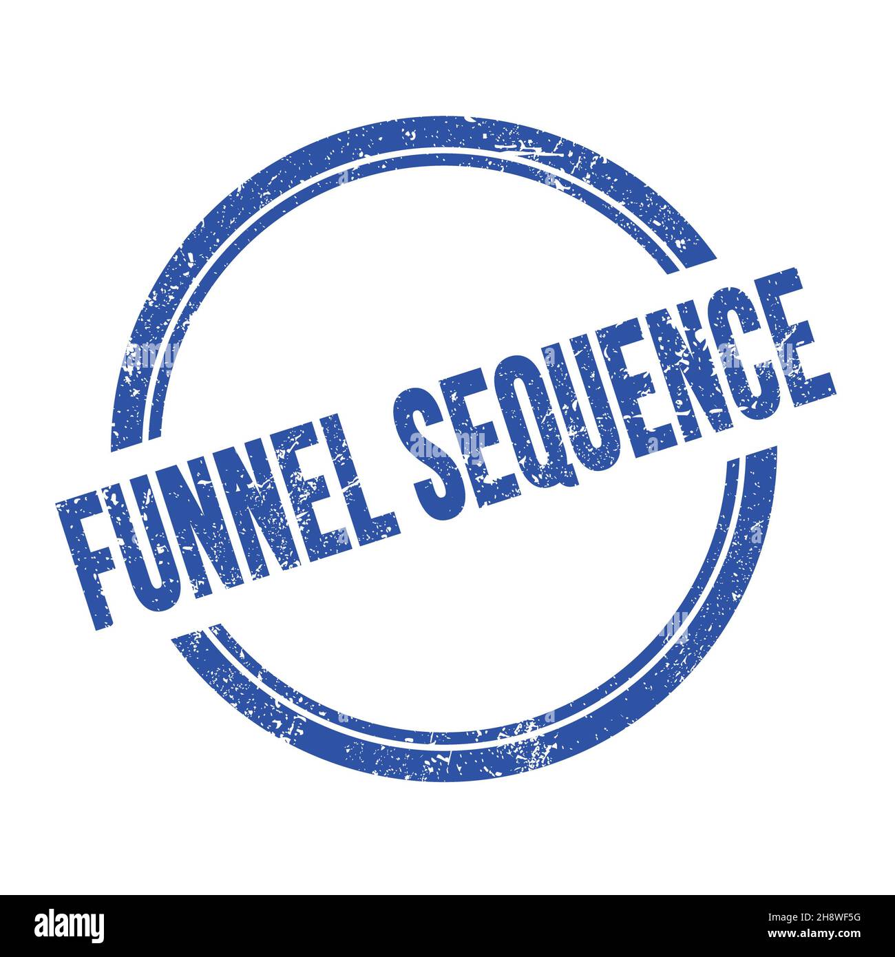 FUNNEL SEQUENCE text written on blue grungy vintage round stamp Stock ...