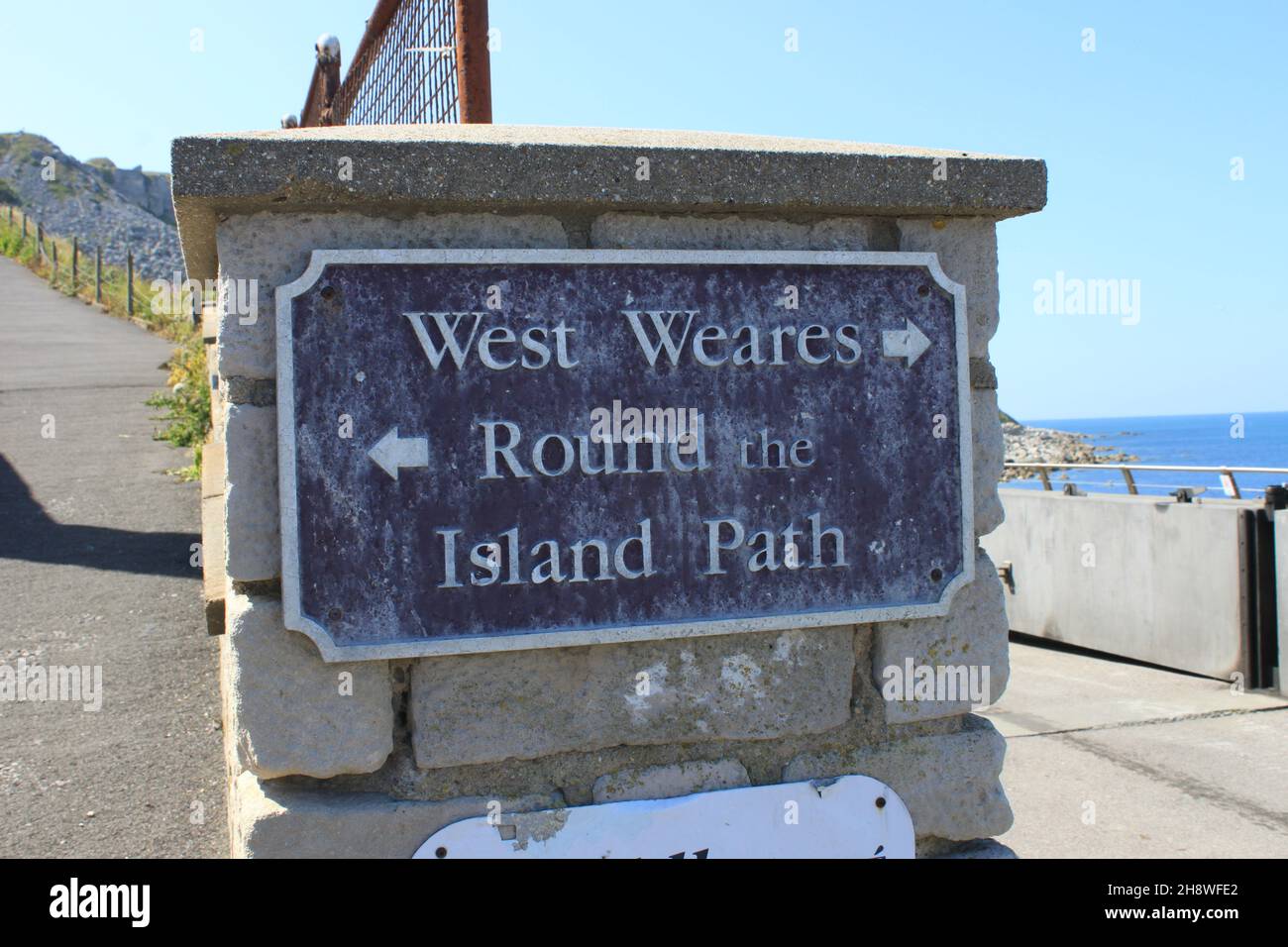 West Weares round the island sign. Isle of Portland. The England south ...