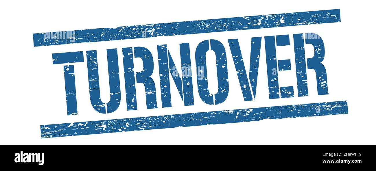 TURNOVER text on blue grungy lines stamp sign Stock Photo - Alamy