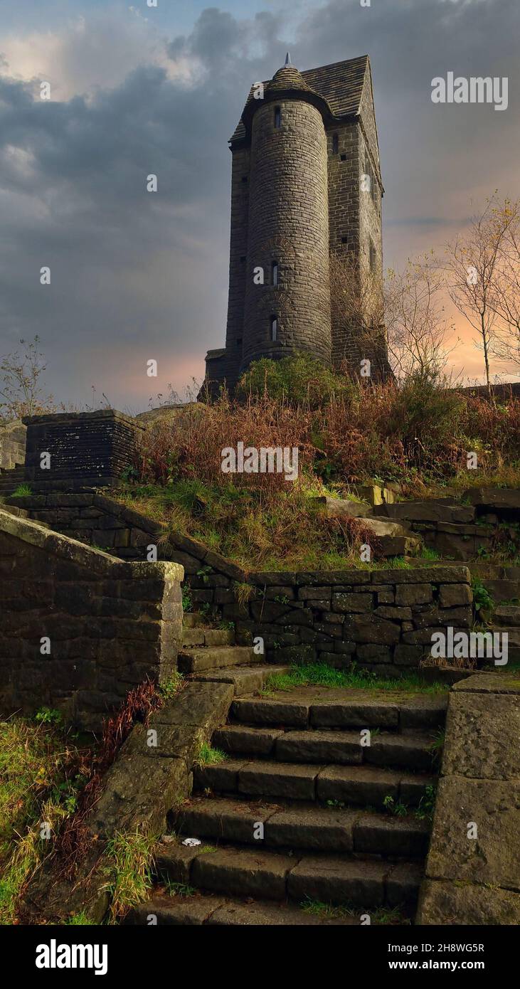 Vertical shot of the Pigeon Tower, Rivington, UK Stock Photo - Alamy