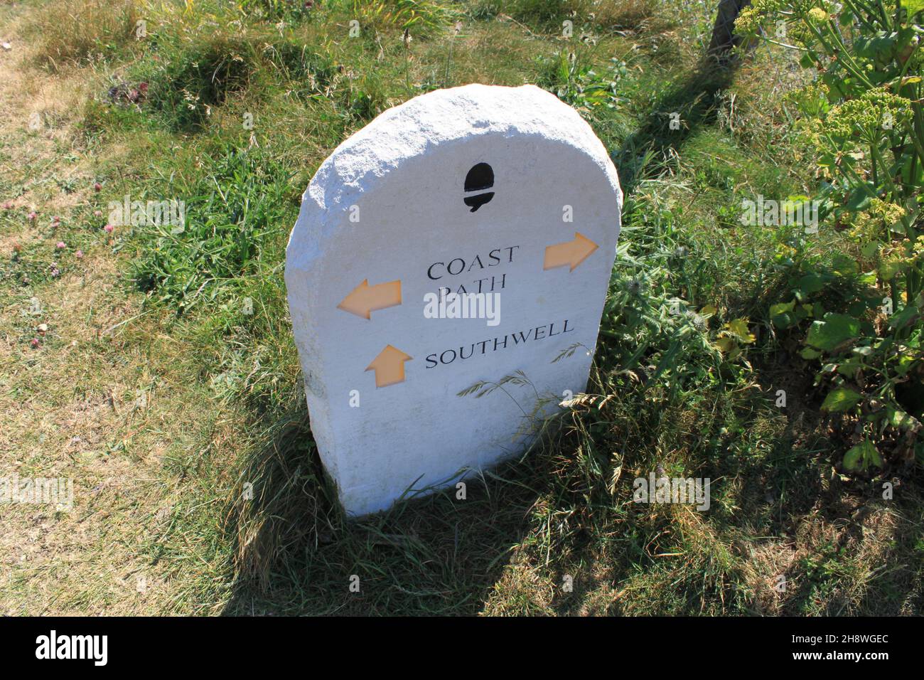 Mile stone. Isle of Portland. The England south west coast path ...