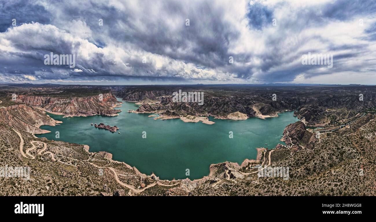 Aerial view of the San Rafael Reservoir under dramatic clouds Stock ...