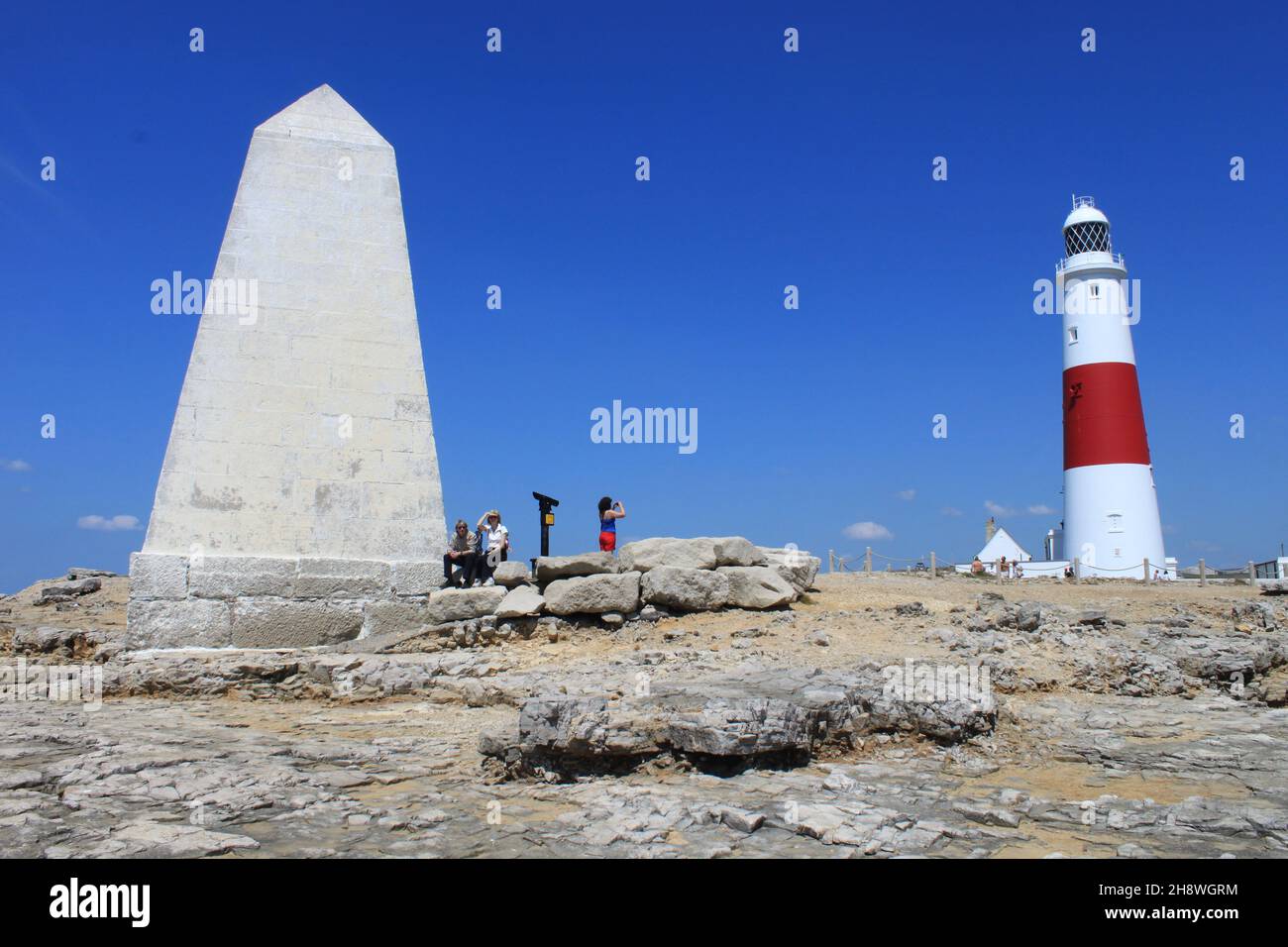 Trinity House Obelisk and Portland Bill Lighthouse. Isle of Portland ...