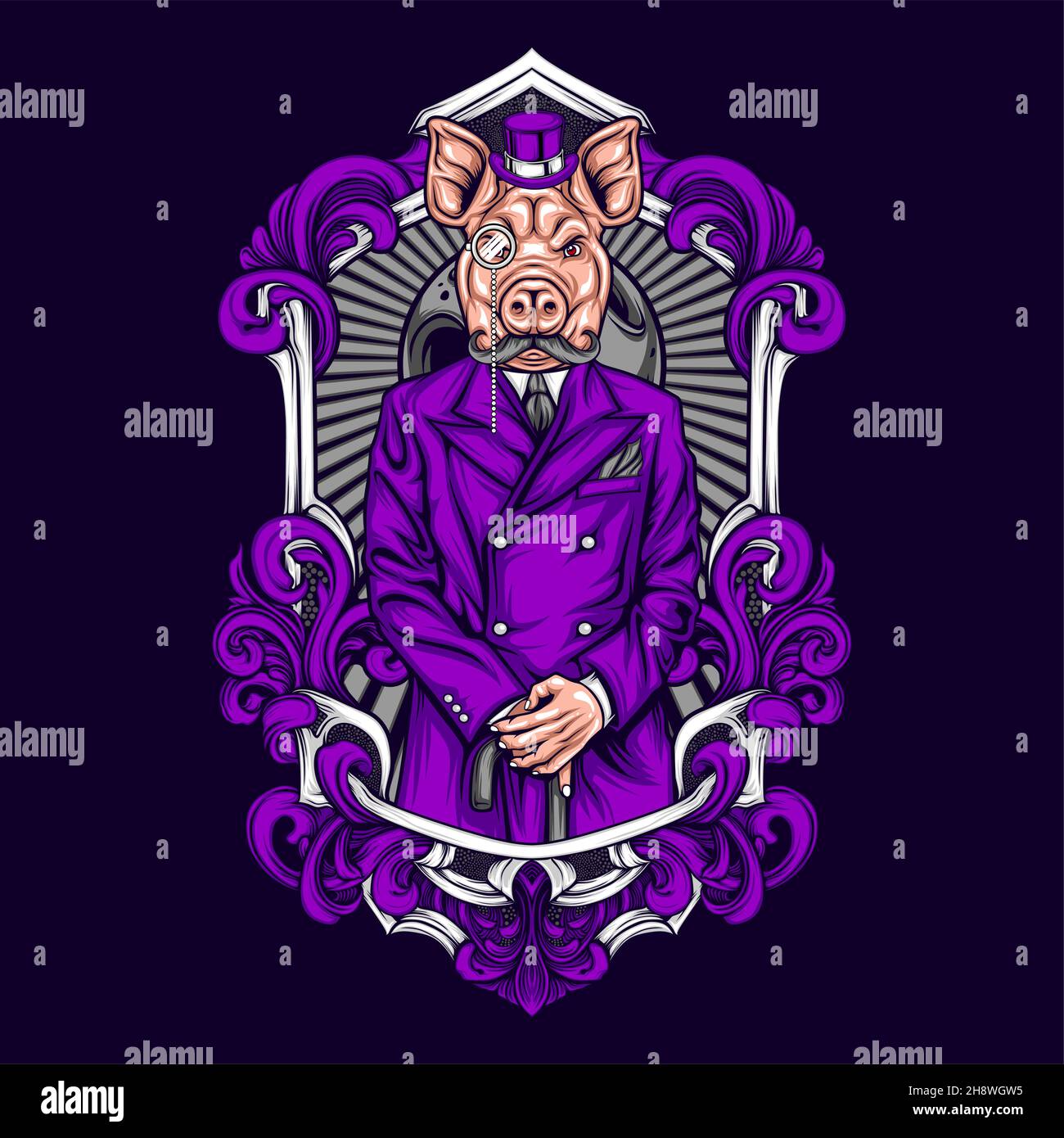 pig head man in suit with awesome background Stock Vector Image & Art ...