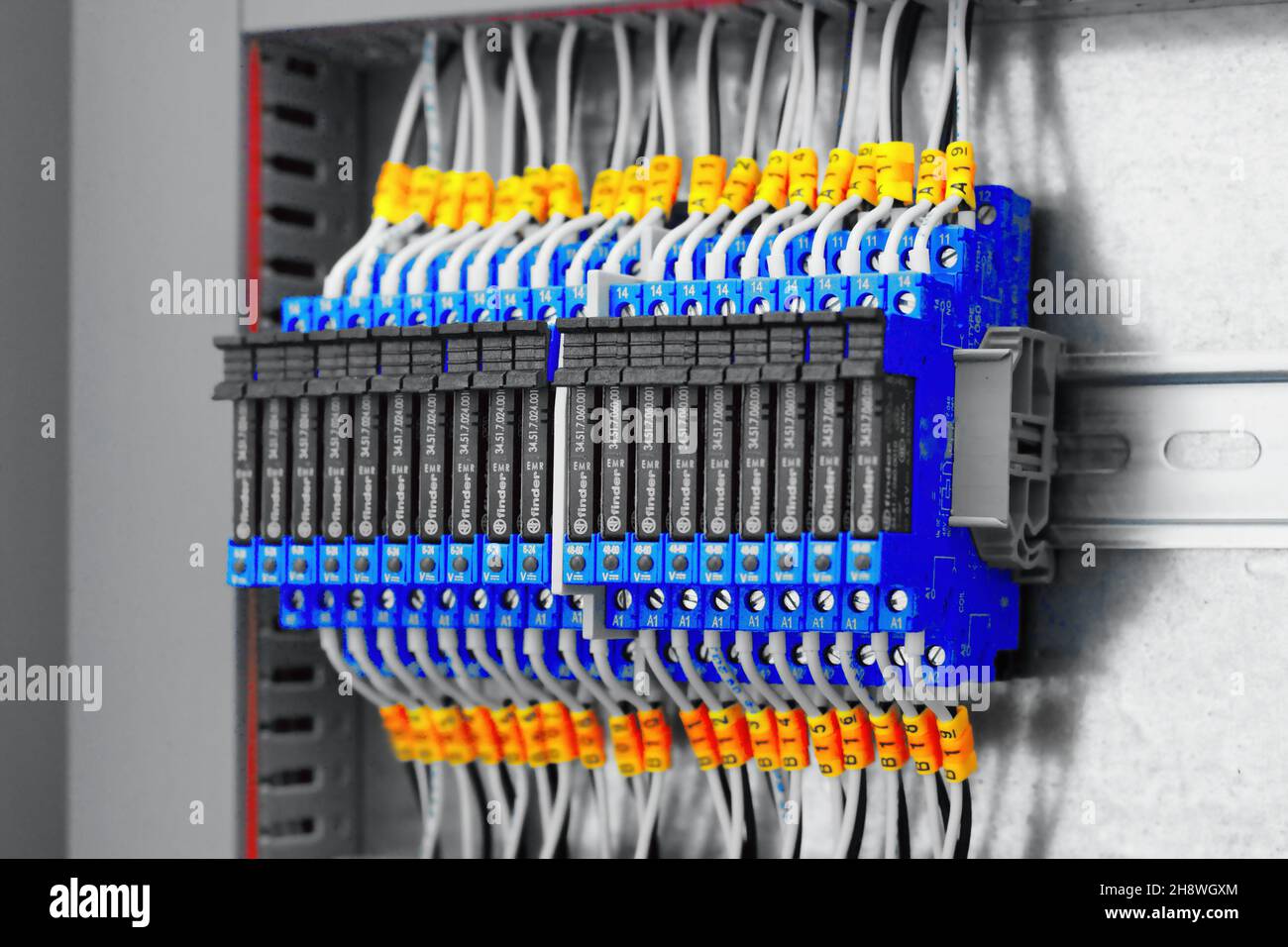 New industrial equipment. Wires with clamping terminals. Automatic ...