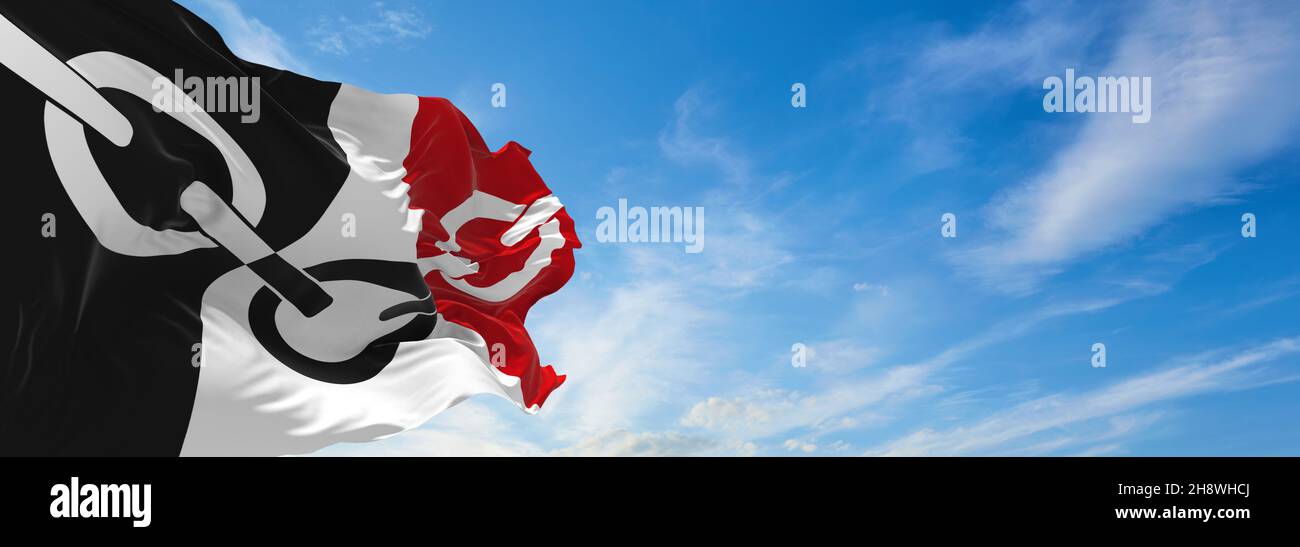 flag of Black Country at cloudy sky background on sunset. panoramic ...
