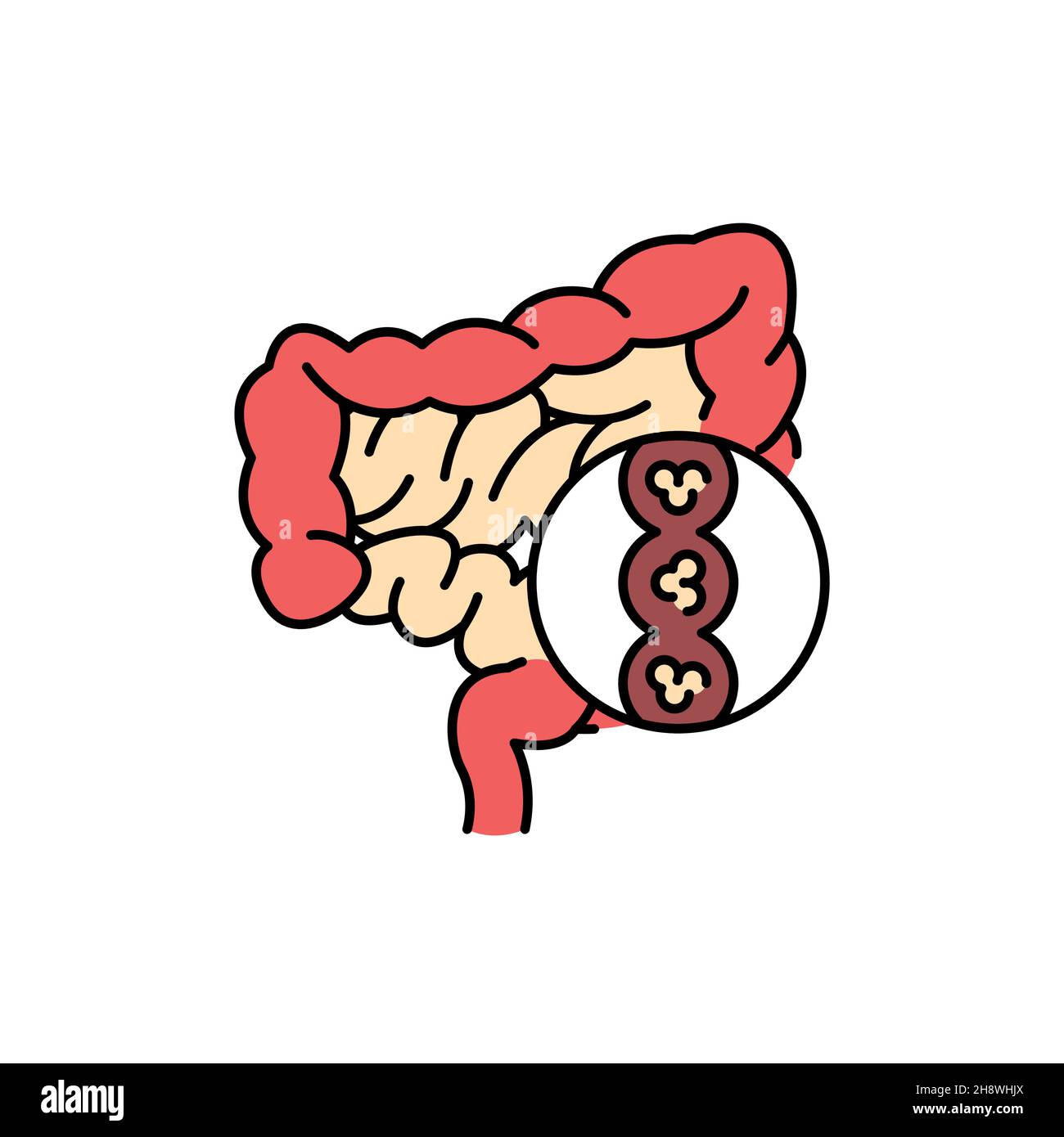 Intestines hurts color line icon. Human diseases. Pictogram for web ...
