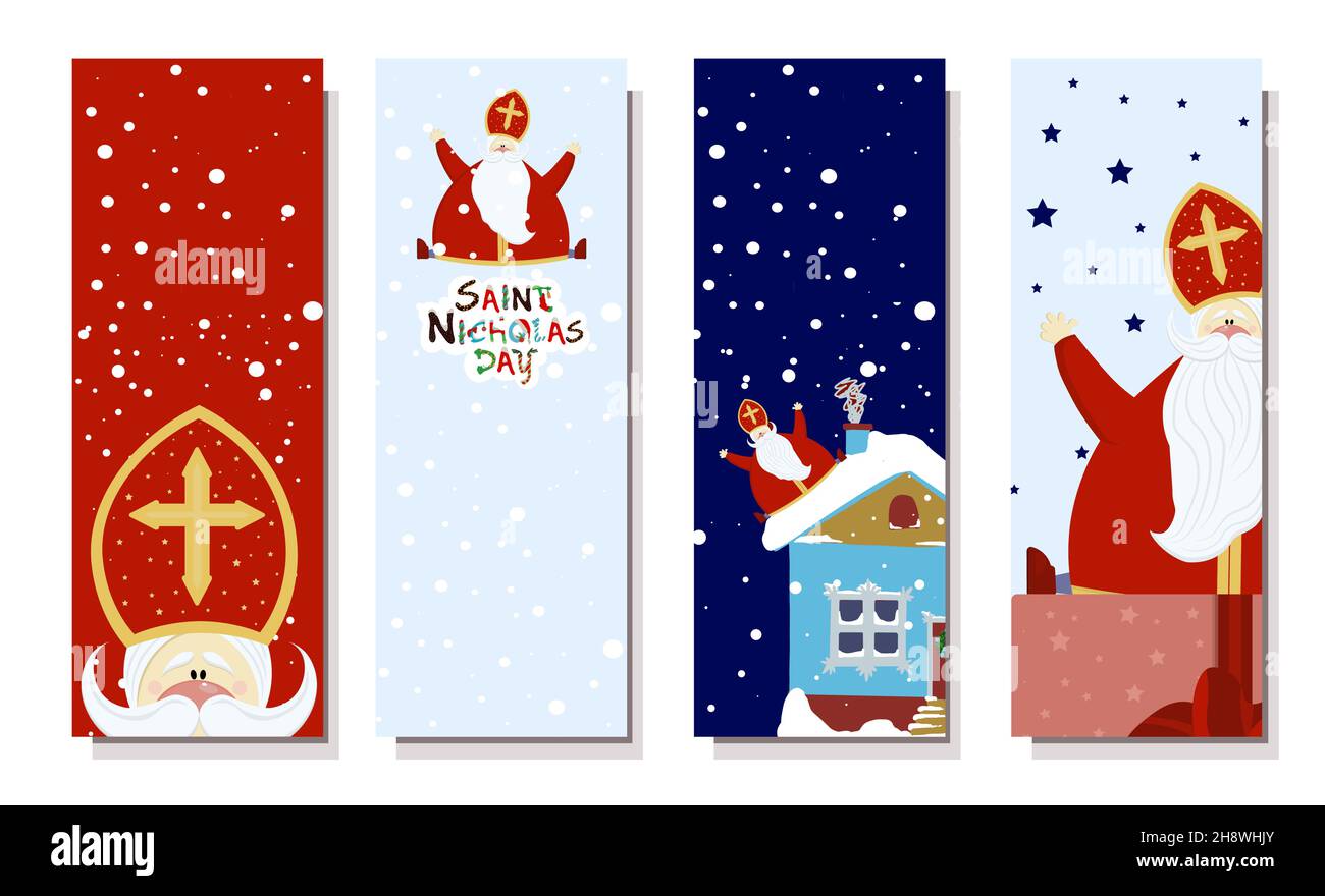 Vertical banner for the day of saint nicholas. Sinterklaas. Winter ...