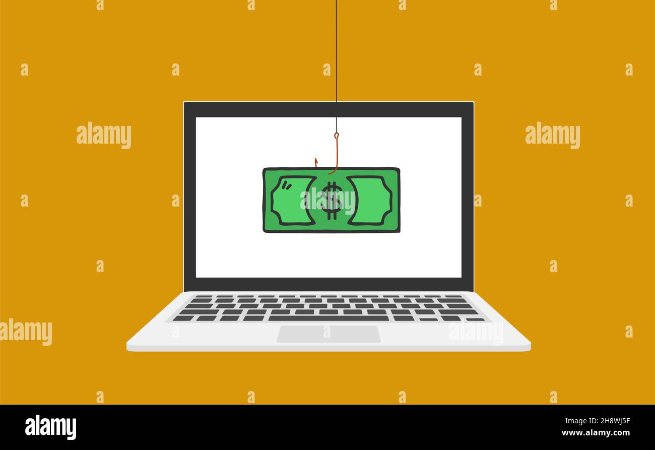 Hacker stealing money, personal information as passwords from a laptop ...