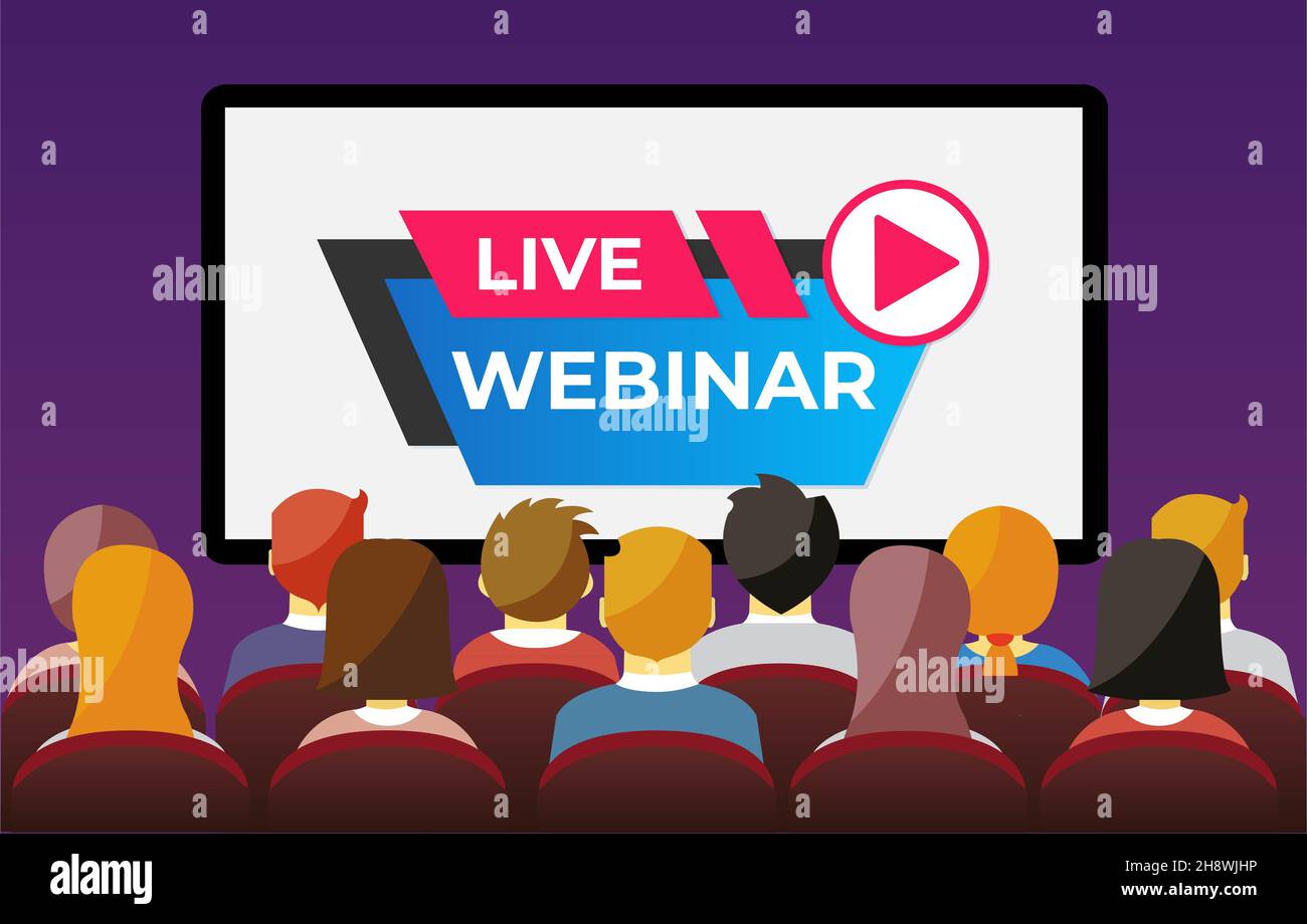 People watching live webinar. Digital network television live stream ...