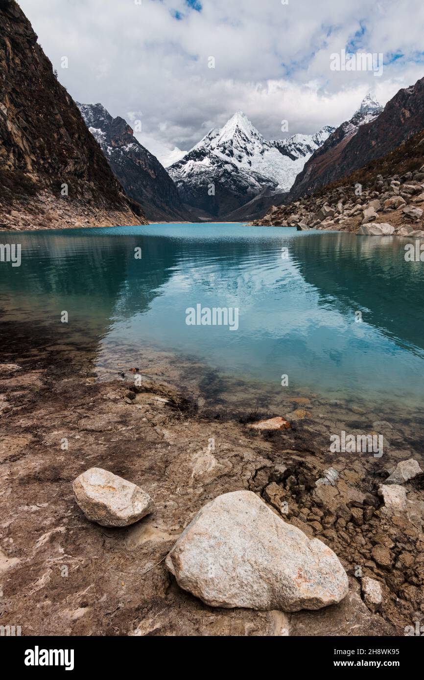 The ice-cold lake of the high mountains of Peru Stock Photo - Alamy