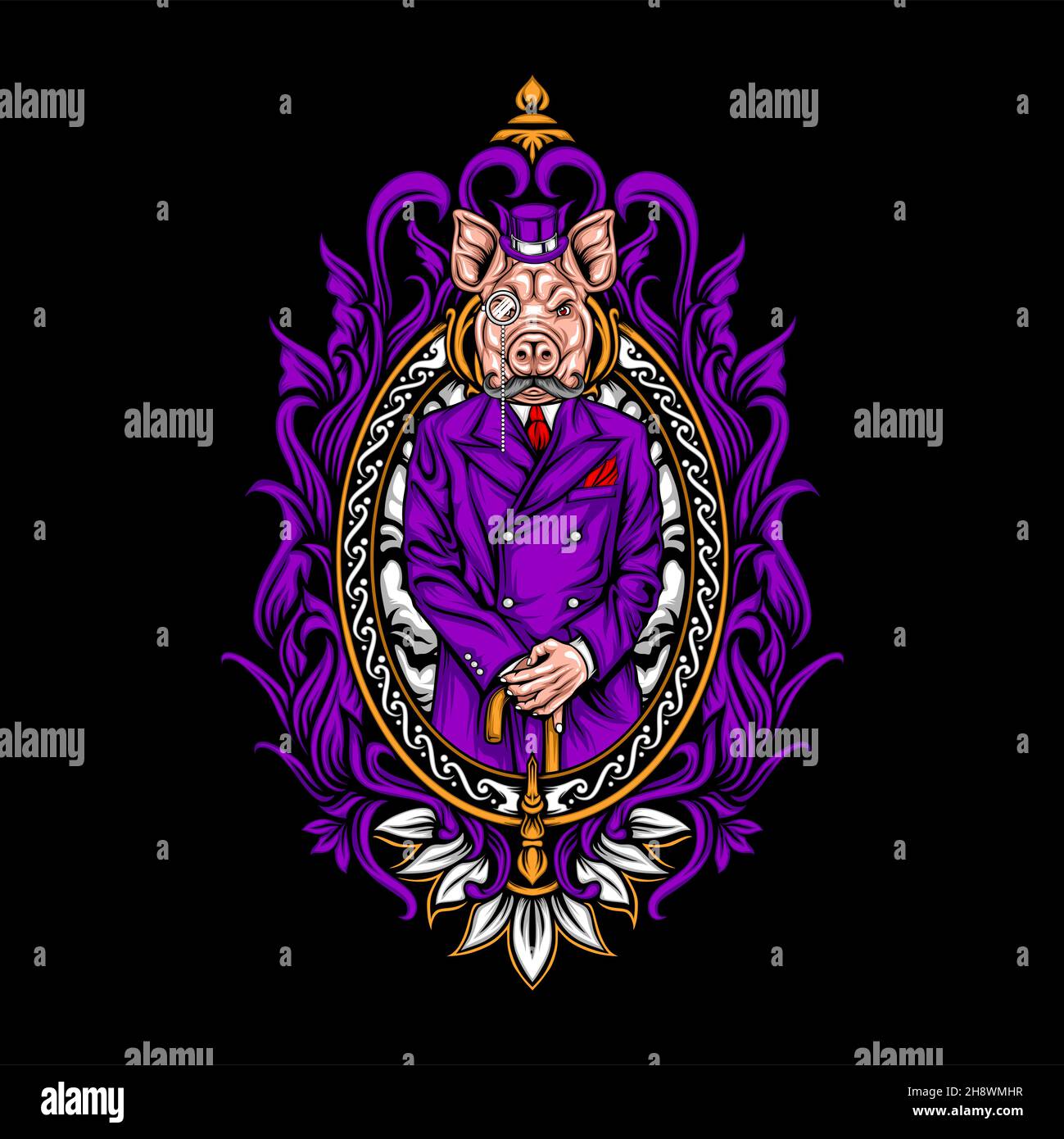 pig head man in suit with awesome background Stock Vector Image & Art ...