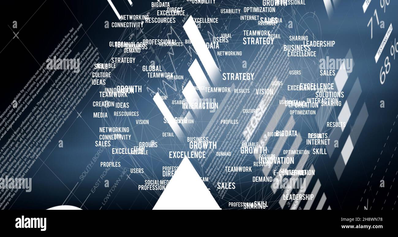 Digitally generated image of text and networking with abstract ...