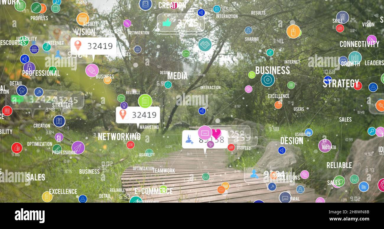 Composite image of global communications and digital networking with ...