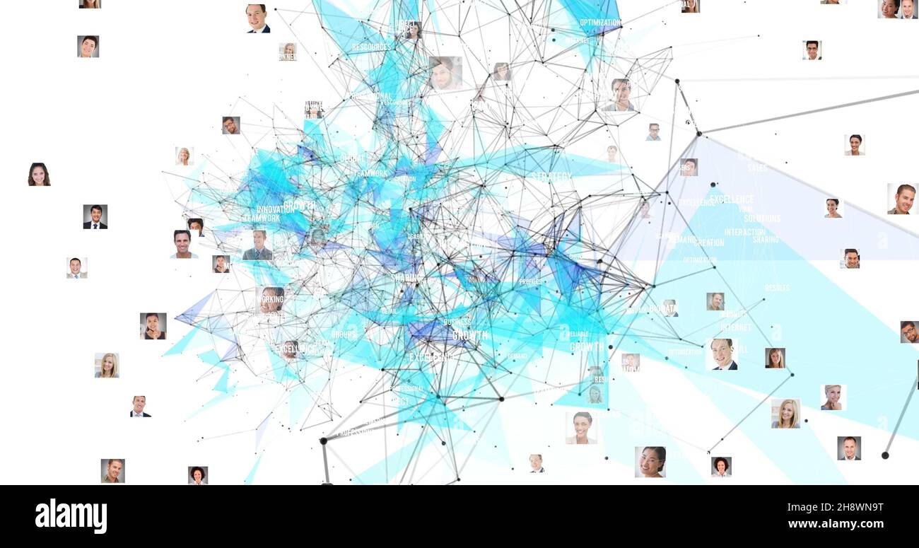 Composite image of people connected globally through digital networking ...