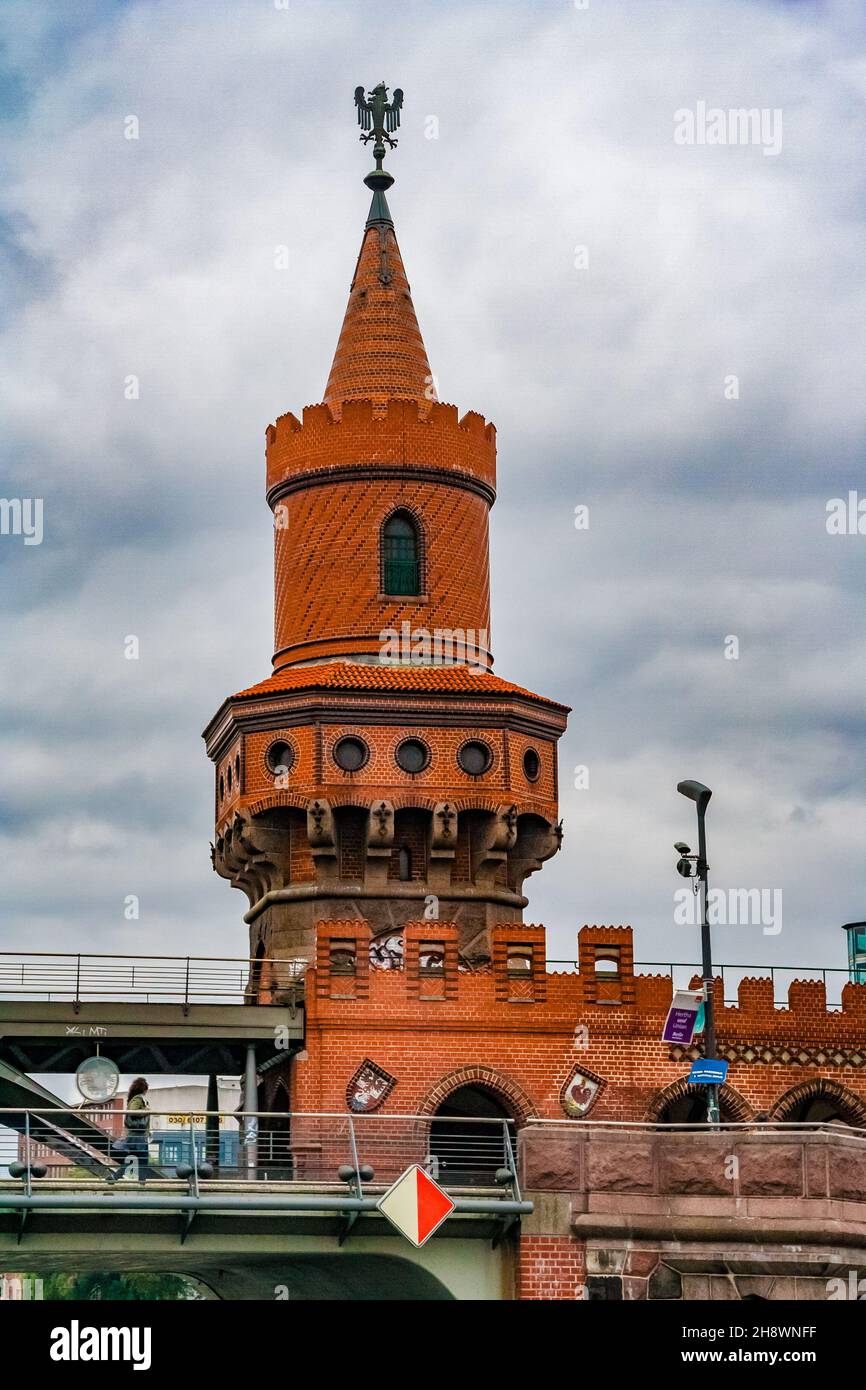 Lovely close-up view of one of the two towers from the famous Oberbaum ...