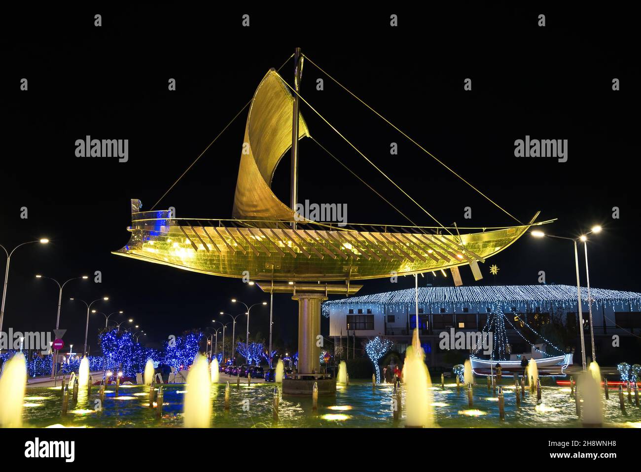 Volos, Greece, the beautiful city of Volos decorated for the Christmas ...
